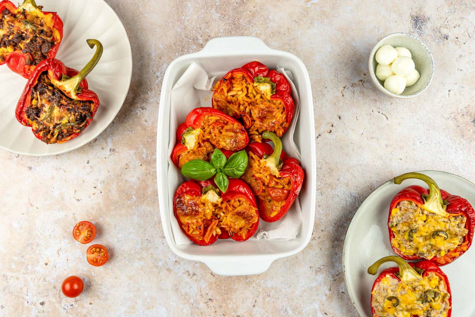 Gevulde paprika caprese - Eatertainment